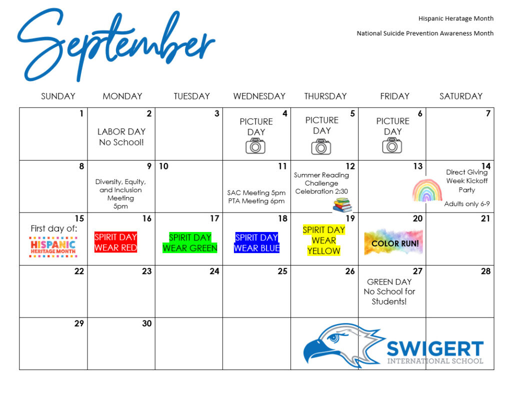 Swigert International School » Calendar